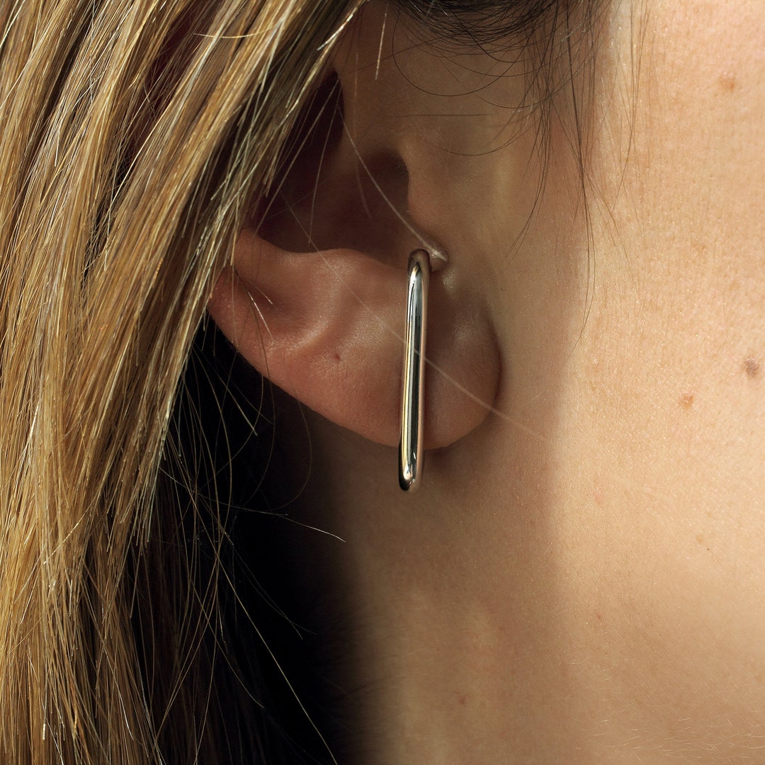 BOLD - Earlobe Hug Earring - Handmade Chunky Sterling Silver Earlobe ...