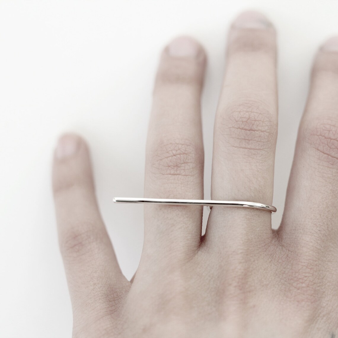 Line Silver Bar Ring Minimalist Sterling Silver Long Bar - Etsy