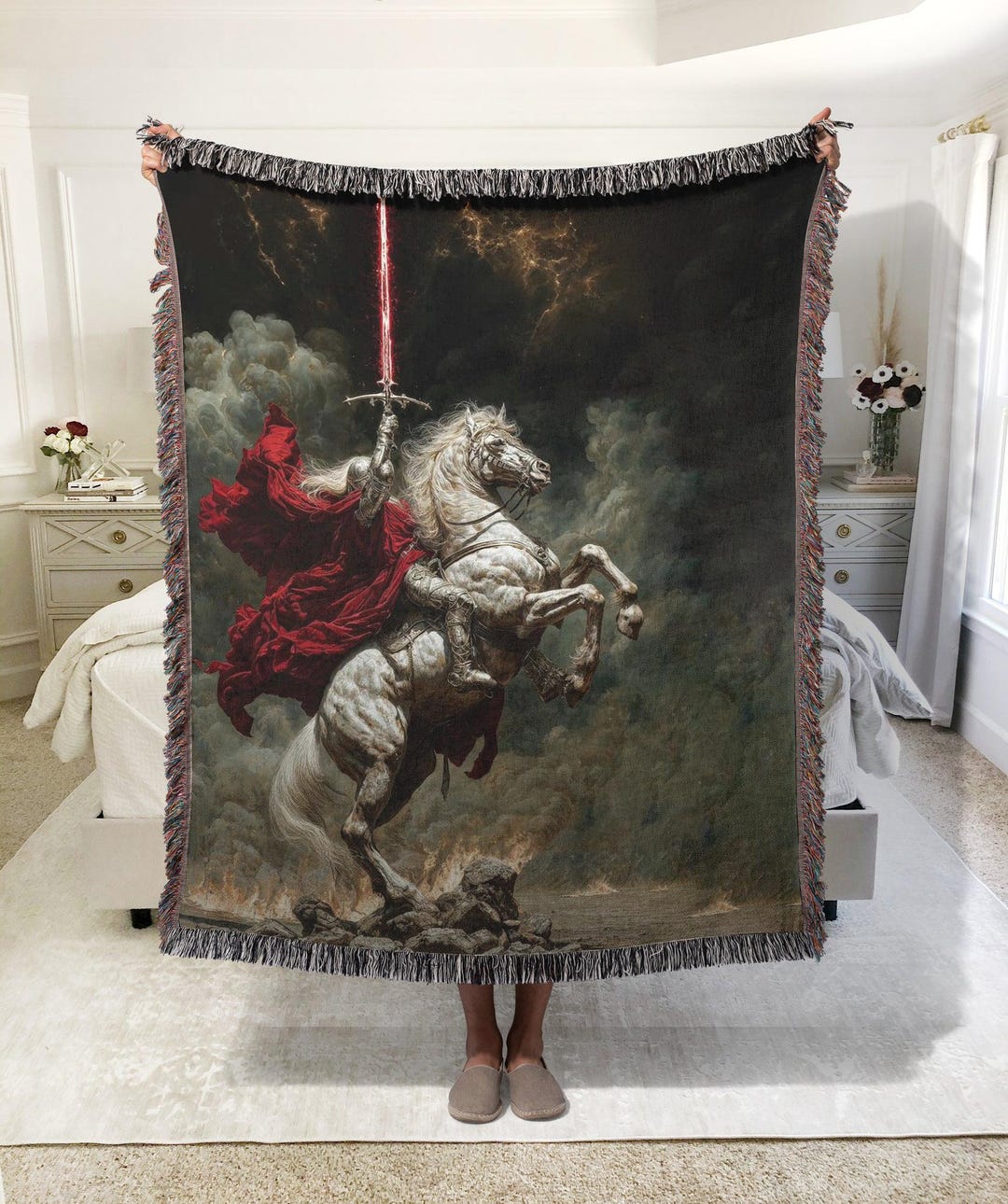 Medieval Knight Woven Blanket,castle Tapestry Throw,fantasy Decor ...