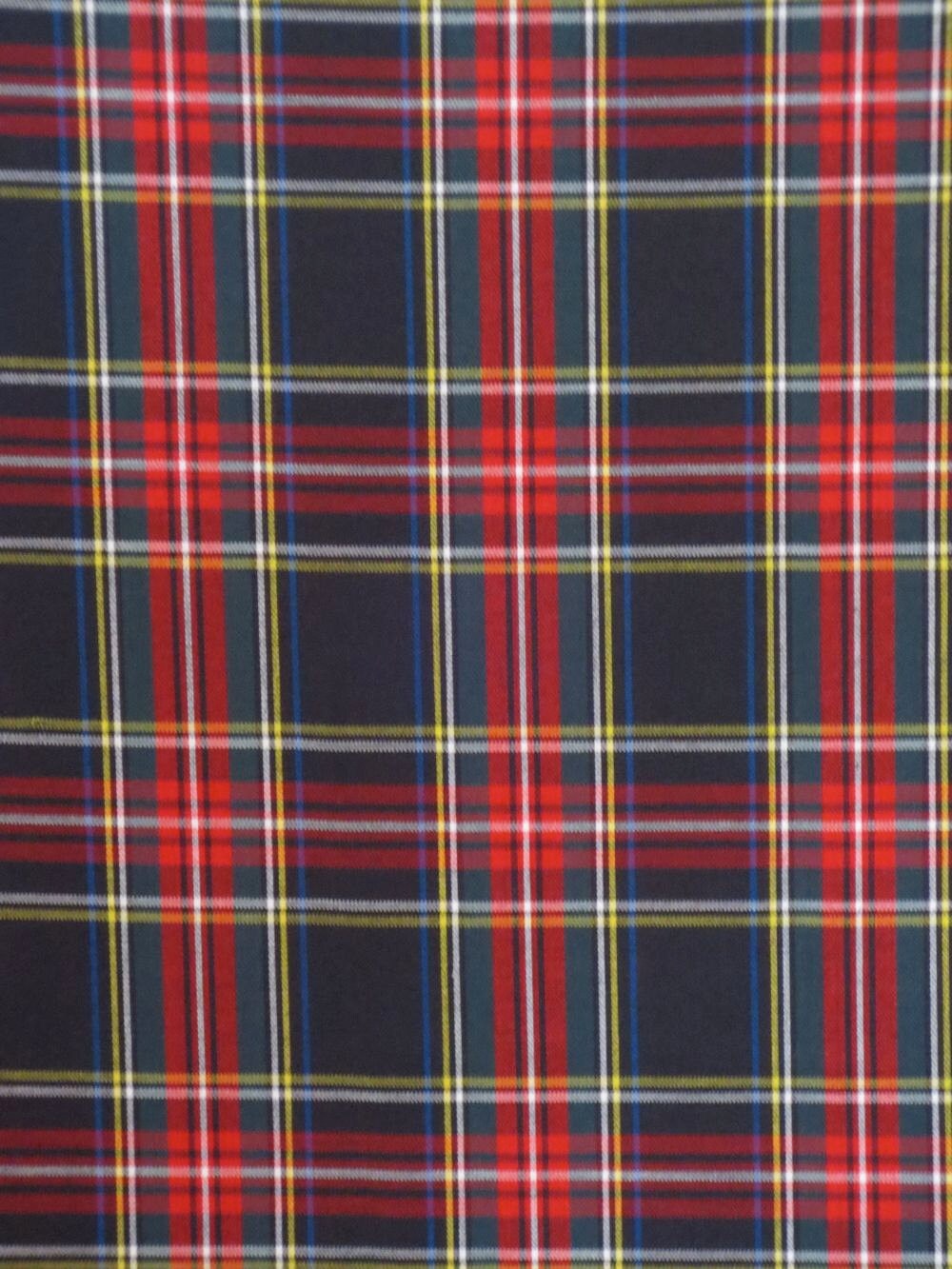 Classic Black With Hunter Green and Red Tartan Plaid Fine Twill Cotton ...