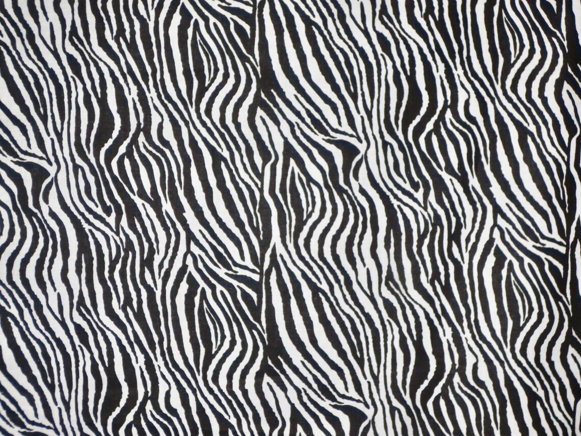 Dramatic Black and White Zebra Animal Skin Print Pure Cotton Fabric--by ...