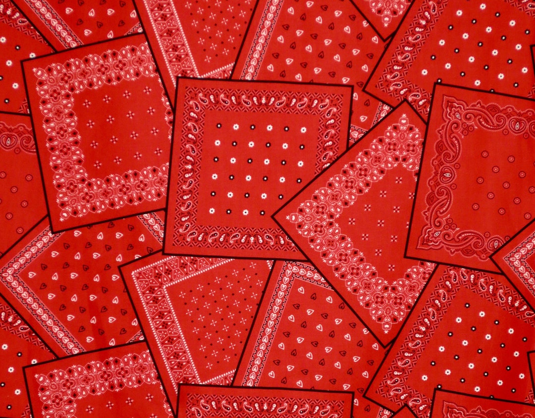 Classic Allover Hanky Panky Red Bandana Print Pure Cotton Fabric From ...