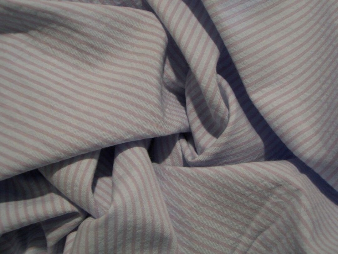 Specialblue and Lavender Stripe Fine Seersucker Pure Cotton Fabricby ...