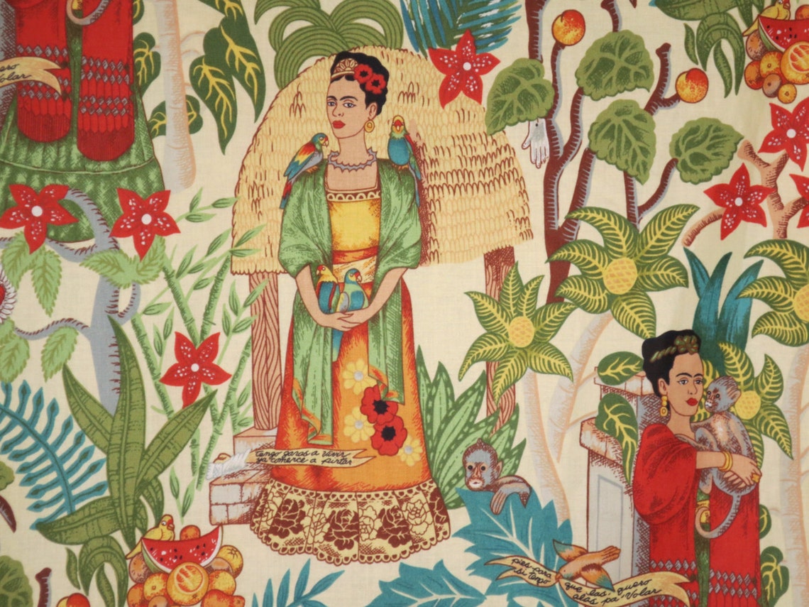 Exotic and Iconic Frida's Garden Print on Cream Pure - Etsy