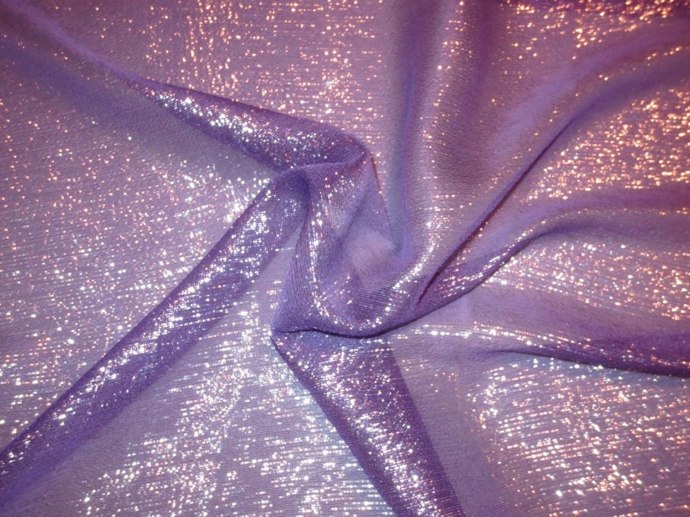 Purple with Silver Metallic Silk Chiffon FabricBy the Yard | Etsy