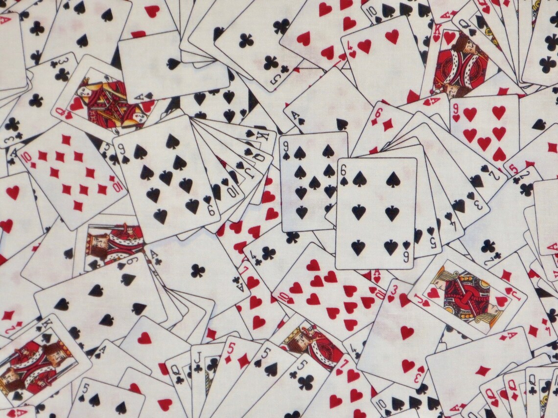 Allover Packed Playing Cards Print Pure Cotton Fabric From Timeless ...