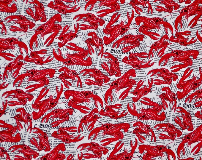 Fun Red Crawfish Lobster Tossed on Black and White Newspaper Print Pure ...