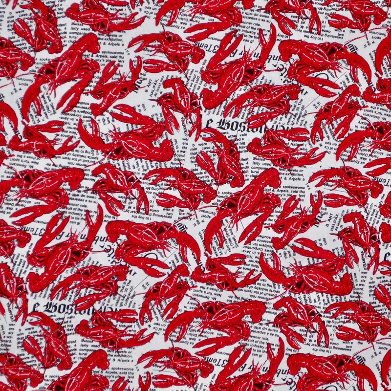 White Fabric With Red Print - Etsy