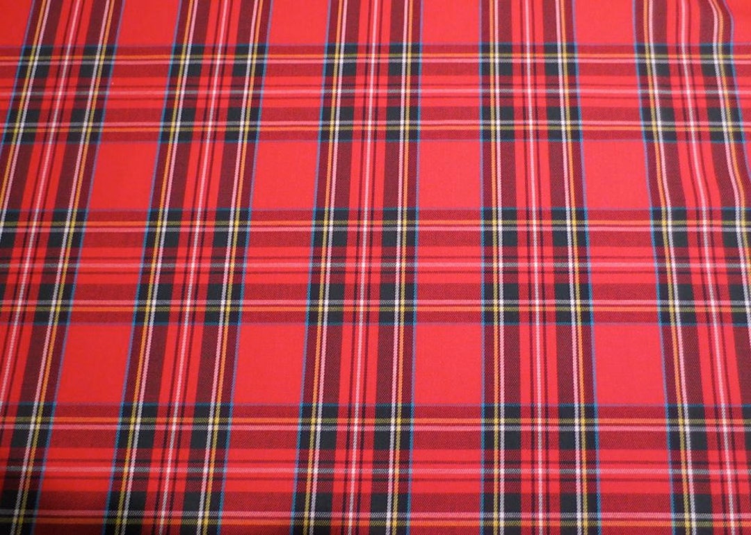 Classic Red With Black & Yellow Tartan Plaid Fine Twill Cotton Shirting ...