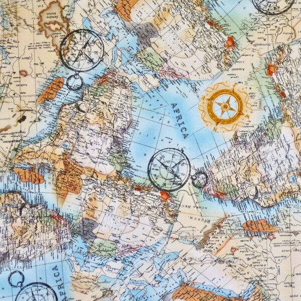 Map Fabric - Etsy