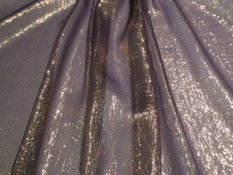 Black With Gold Metallic Silk Chiffon Fabricby the Yard - Etsy