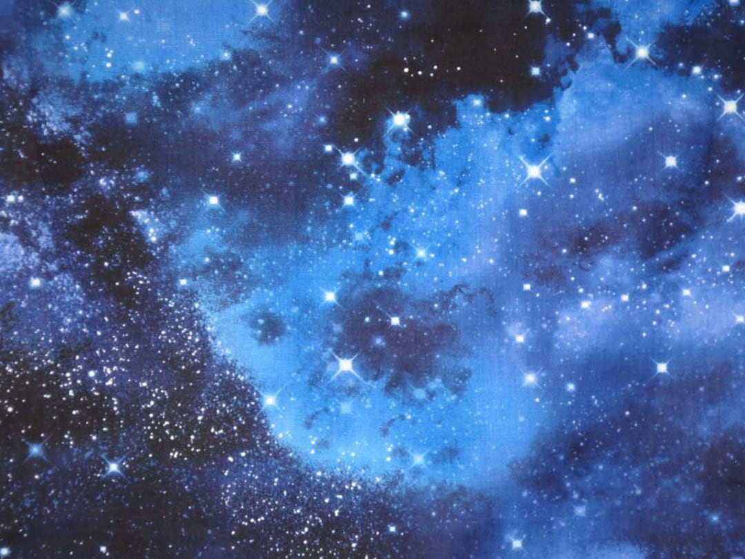 Shades of Blue Solar System Print Pure Cotton Fabric From Timeless ...