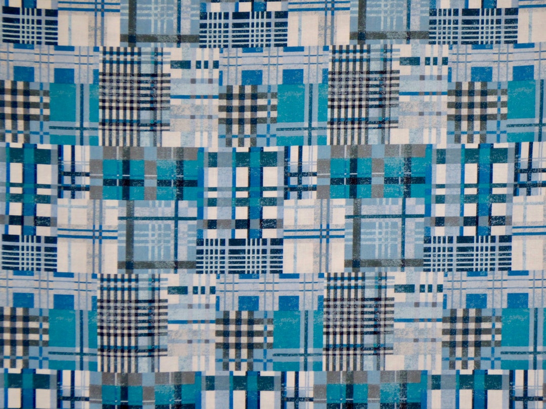 Charming Shades of Blue Across the Sea Patchwork Plaid Print Pure ...