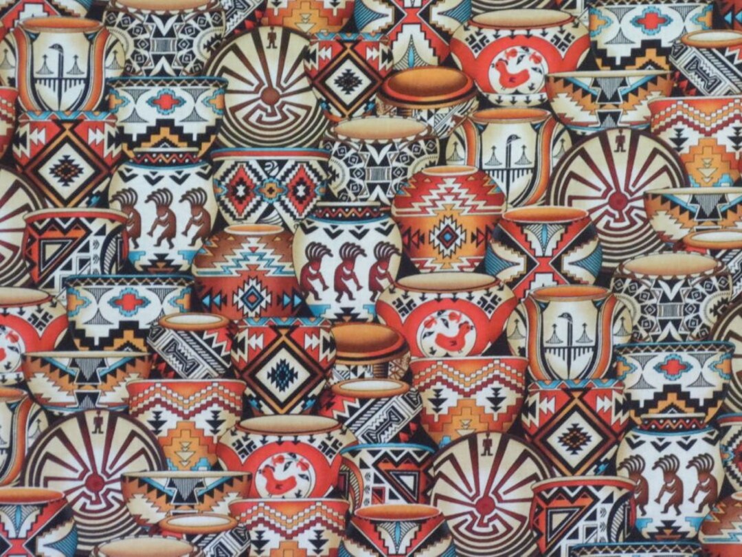 Beautiful Packed Native American Clay Pots Print Pure Cotton - Etsy