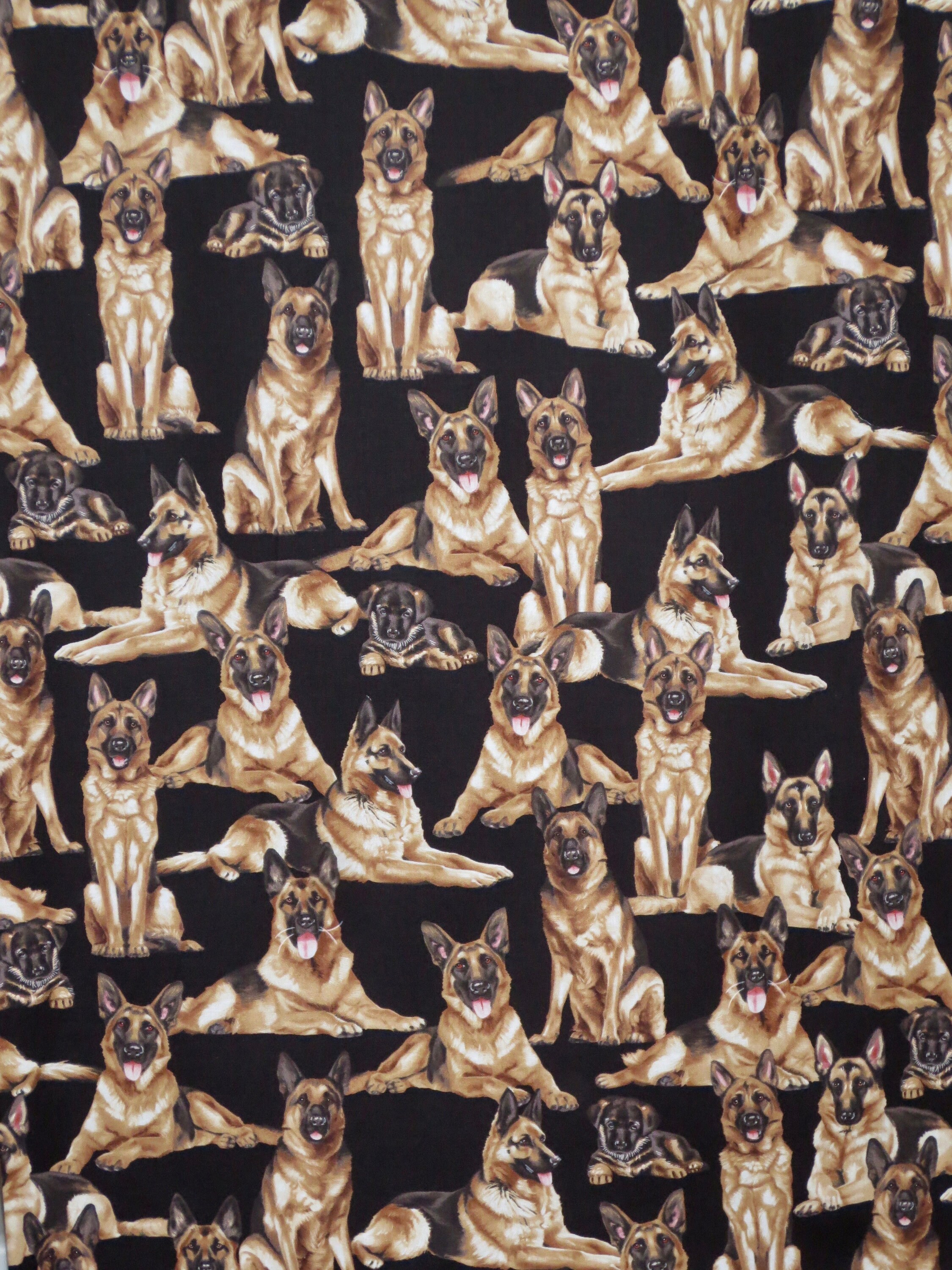 Brown on Black Stately German Shepherd Dog Print Pure Cotton | Etsy