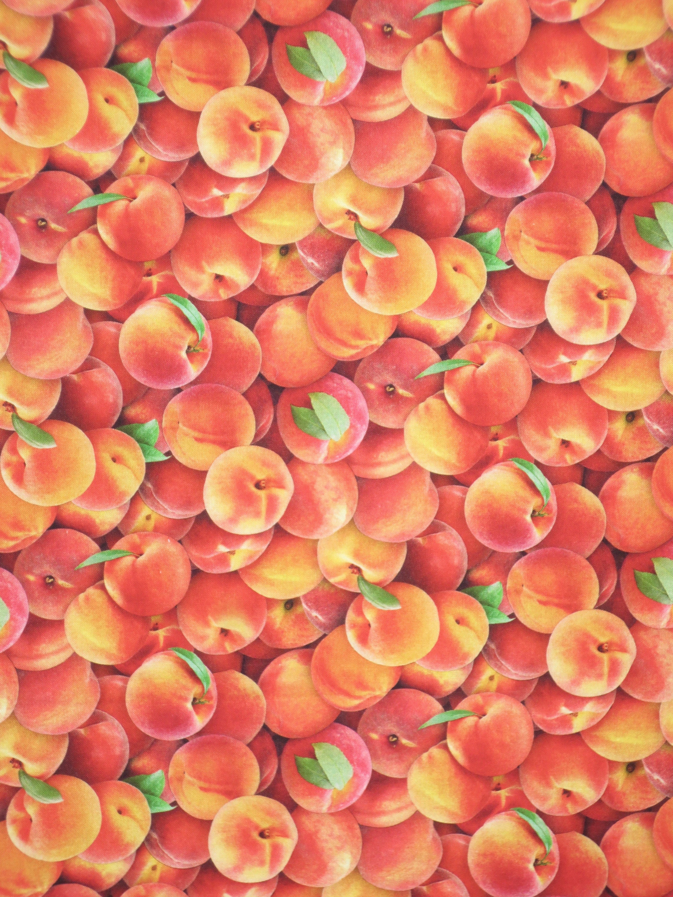 Yummy Packed Peaches Print Pure Cotton Fabric from | Etsy