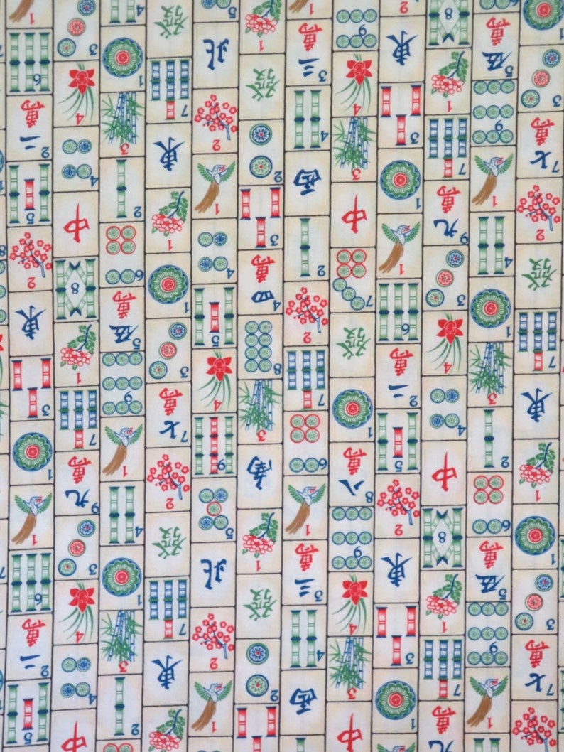 Allover Mahjong Tiles Print Pure Cotton Fabric From Timeless - Etsy