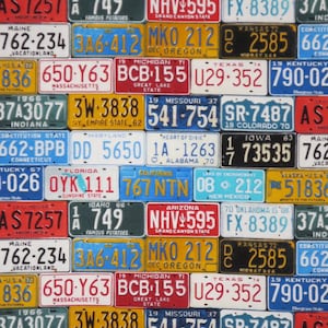 Colorful License Tag Print Pure Cotton Fabric From Timeless Treasures ...