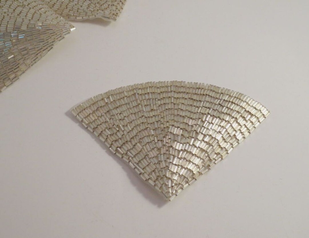 Silver Deco Fan Shape Beaded Applique--by the Piece - Etsy