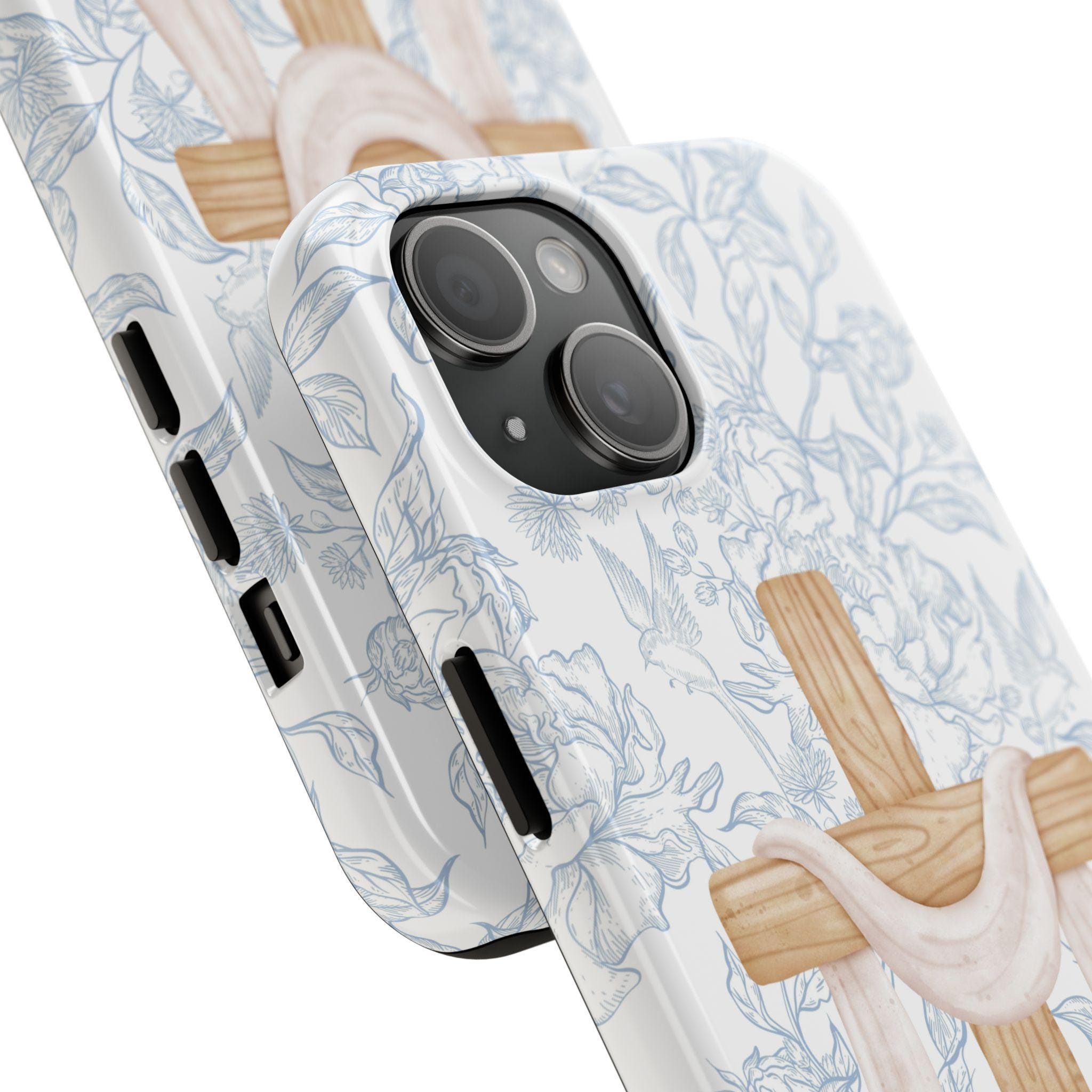 Blue Floral Cross Phone Case | Christian iPhone Samsung Cover | Faith ...