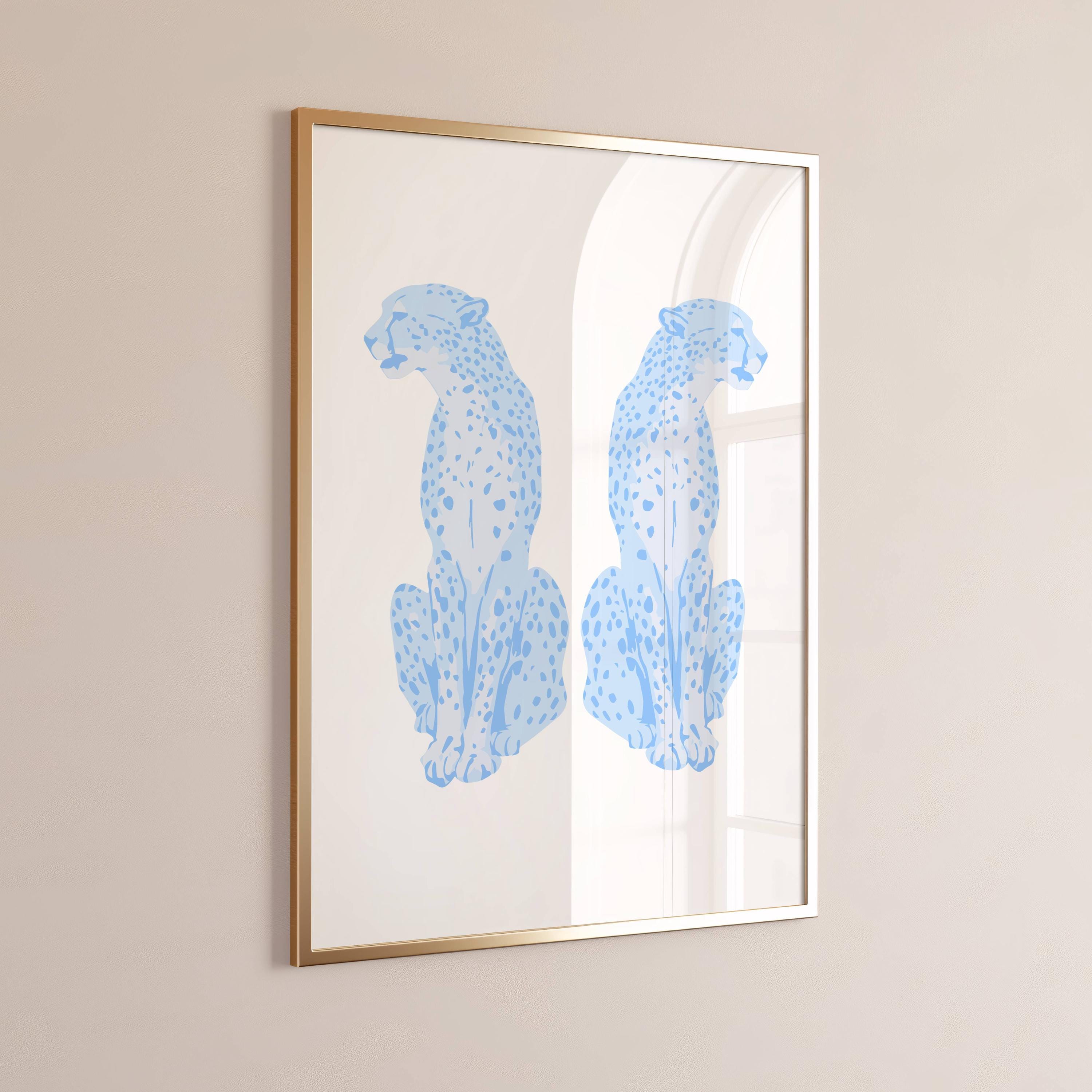 Blue Cheetah Digital Print – Trendy Animal Wall Art for Dorm Room ...