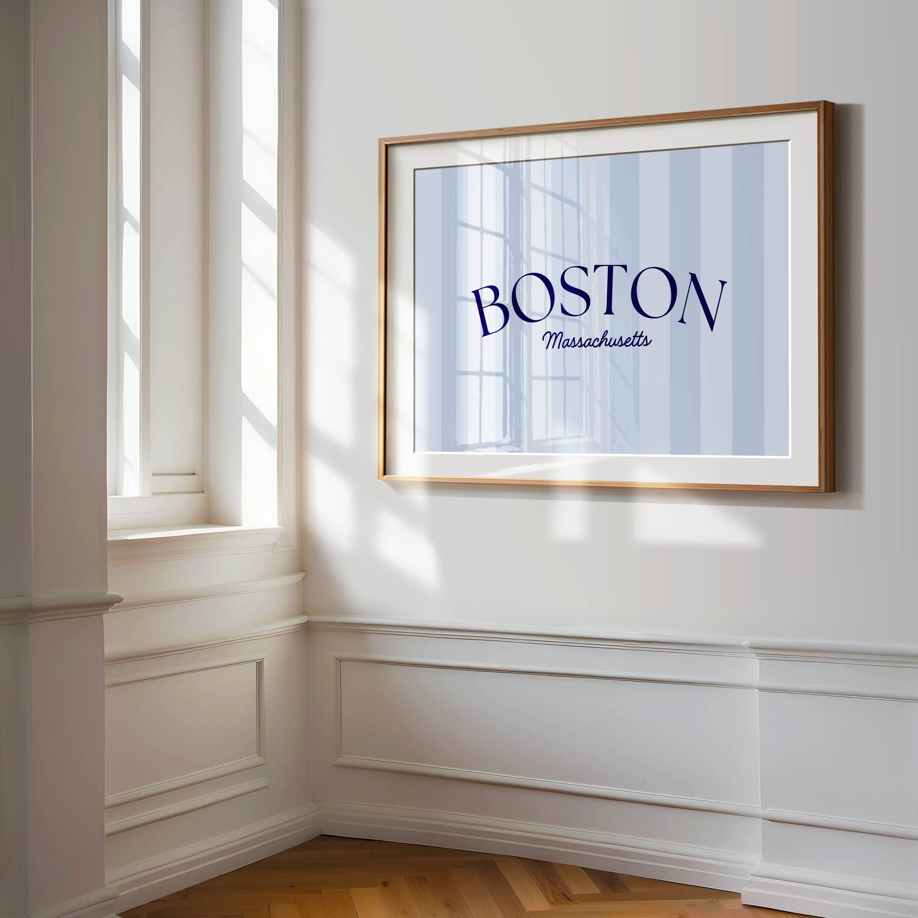 Boston, Massachusetts Striped Digital Print – Blue Boston Wall Art ...