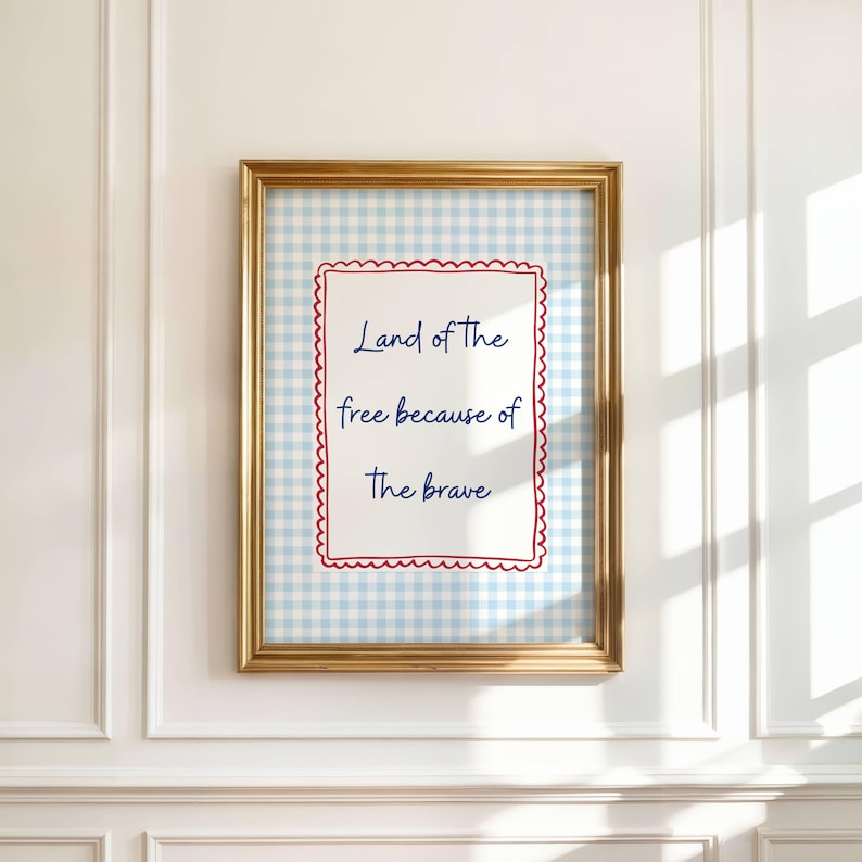 Light Blue Gingham Patriotic Quote Wall Art (digital Download) - Etsy