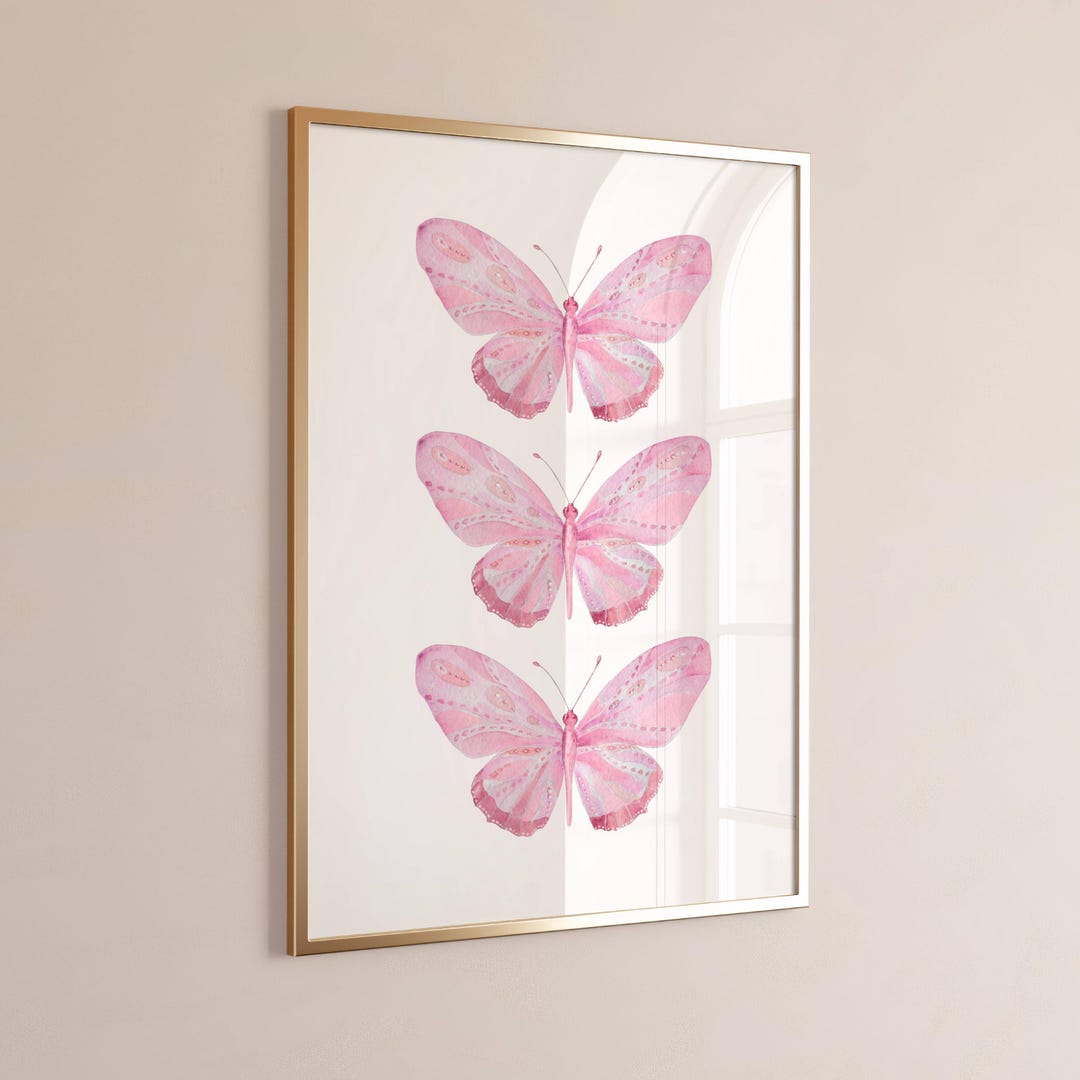 Pink Butterfly Watercolor Print | Cute Preppy Girly Dorm Wall Art ...