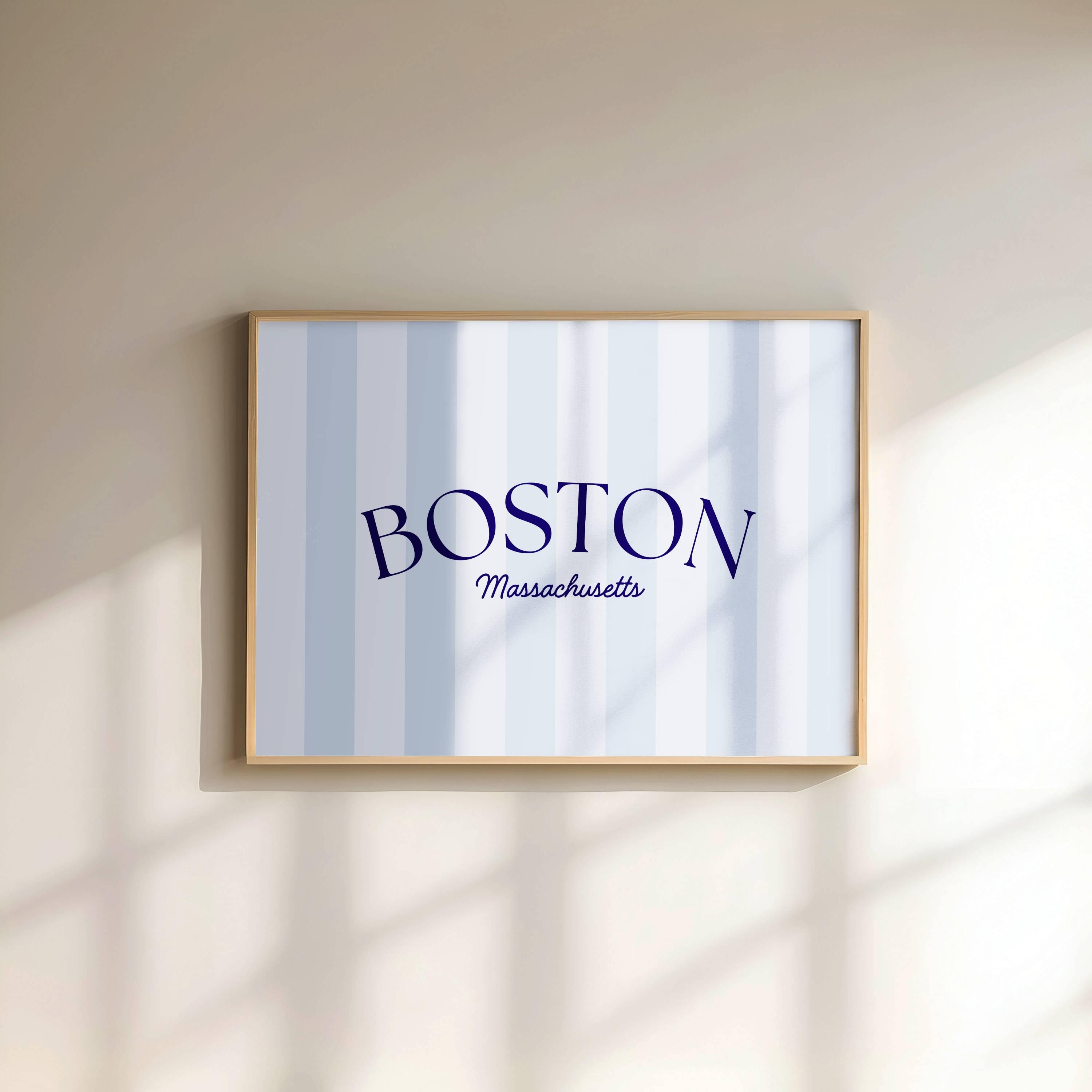 Boston, Massachusetts Striped Digital Print – Blue Boston Wall Art ...
