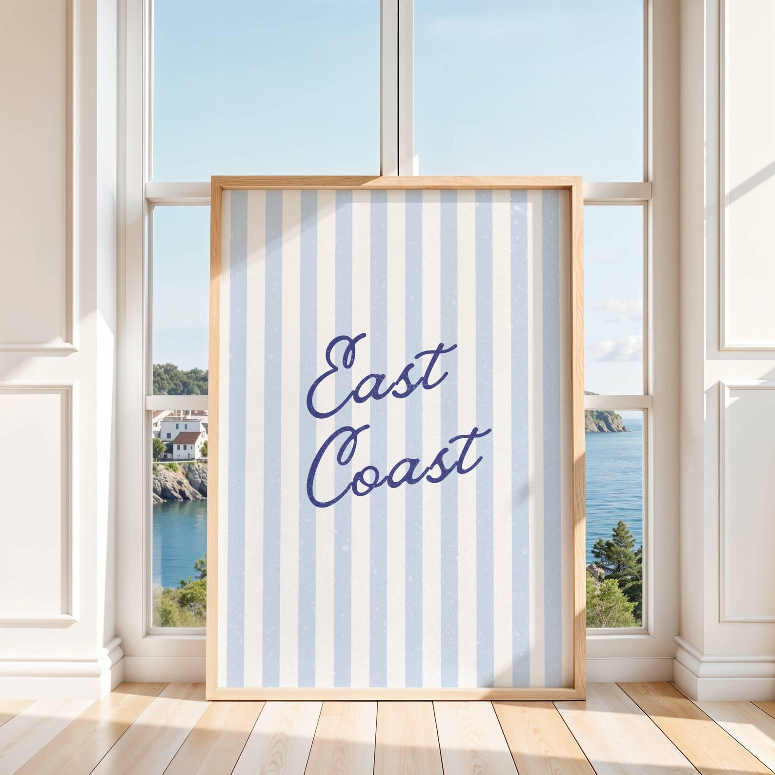 Blue Striped Coastal Wall Art: Preppy Nautical Decor (digital Download ...