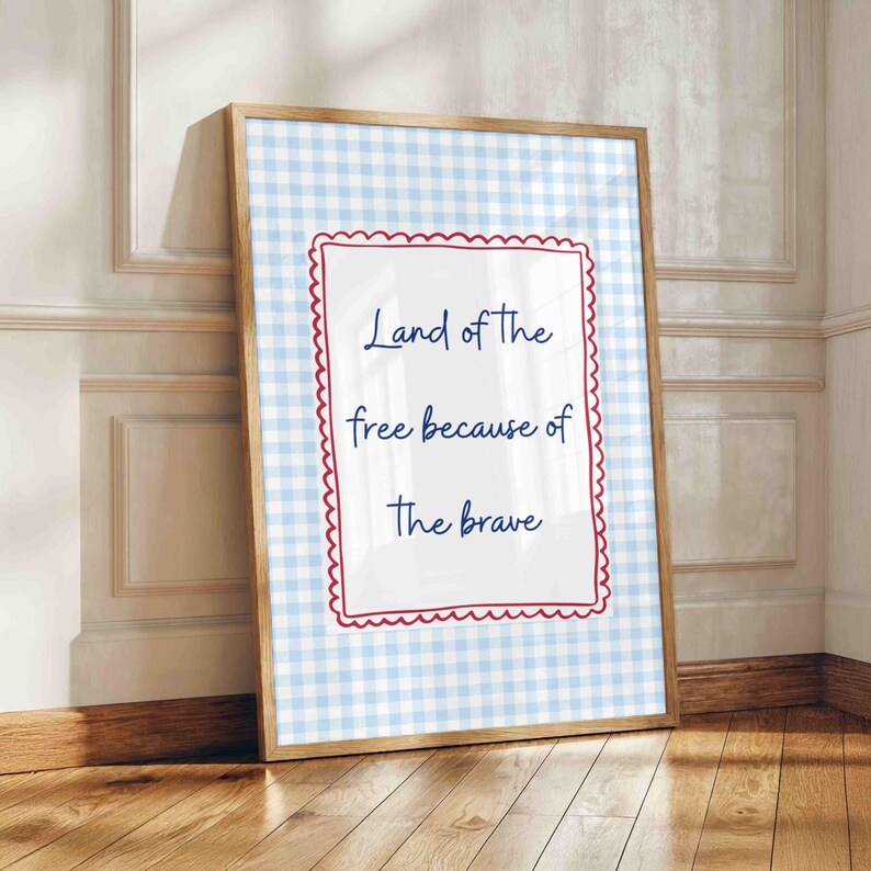 Light Blue Gingham Patriotic Quote Wall Art (digital Download) - Etsy