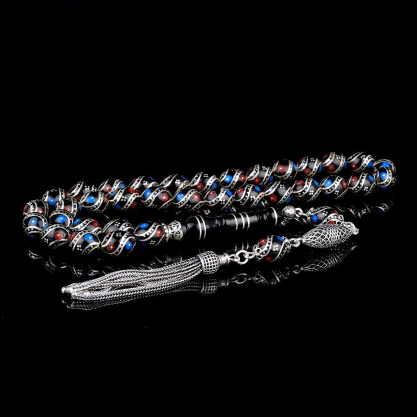 Oltu Stone Silver Embroidery Master Handcrafted Prayer Beads | Islamic ...