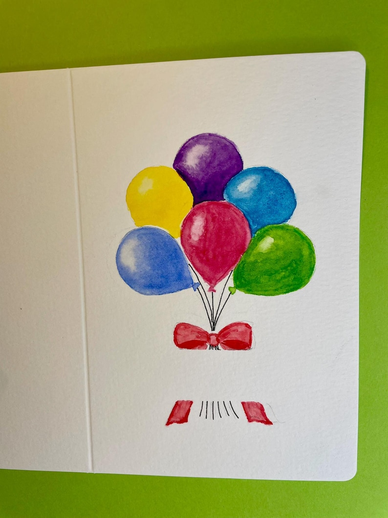 Hand Painted Watercolor Balloon Greeting Card for Happy Occasions Like ...