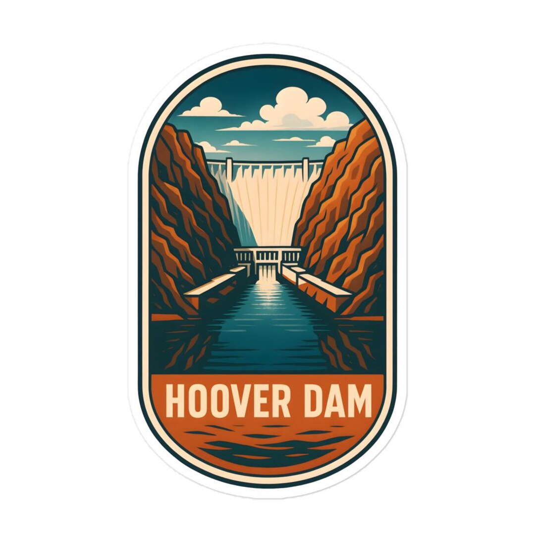 Hoover Dam Retro Travel Sticker - Etsy