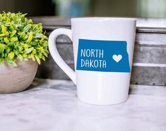 North Dakota Mug State Design White Ceramic North Dakota Mug - Etsy