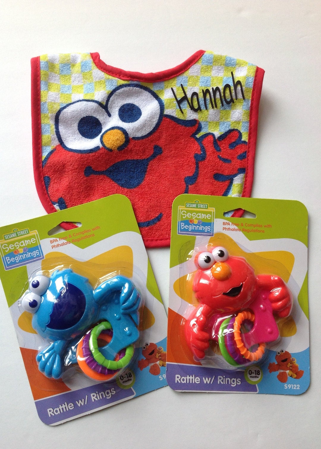Personalized Sesame Street Elmo Baby Bib With Elmo and Cookie Monster ...