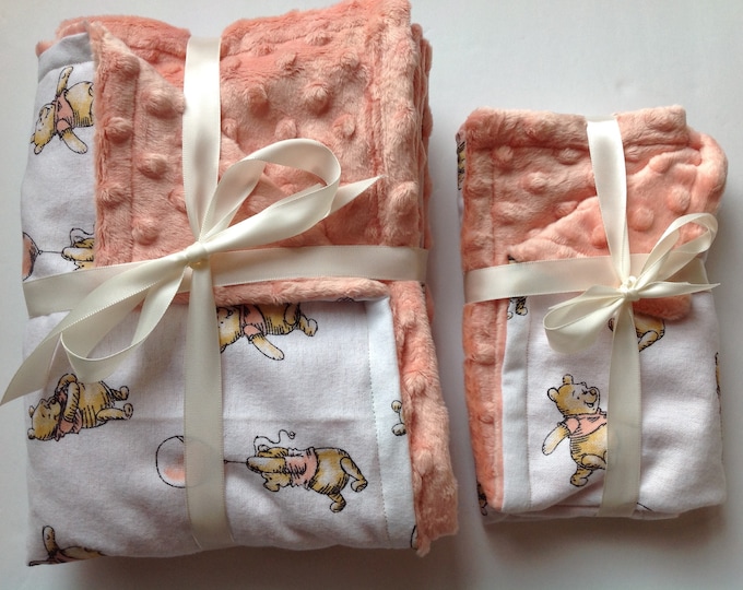 Winnie the Pooh Minky Fleece Flannel Cotton Baby Blanket 26x28 With ...
