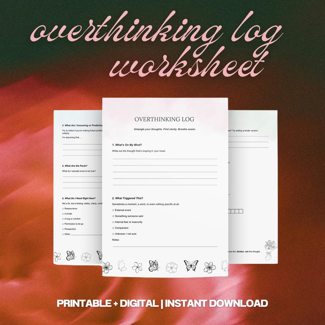 Overthinking Log Worksheet: Anxiety & Mindfulness Journal (PDF ...