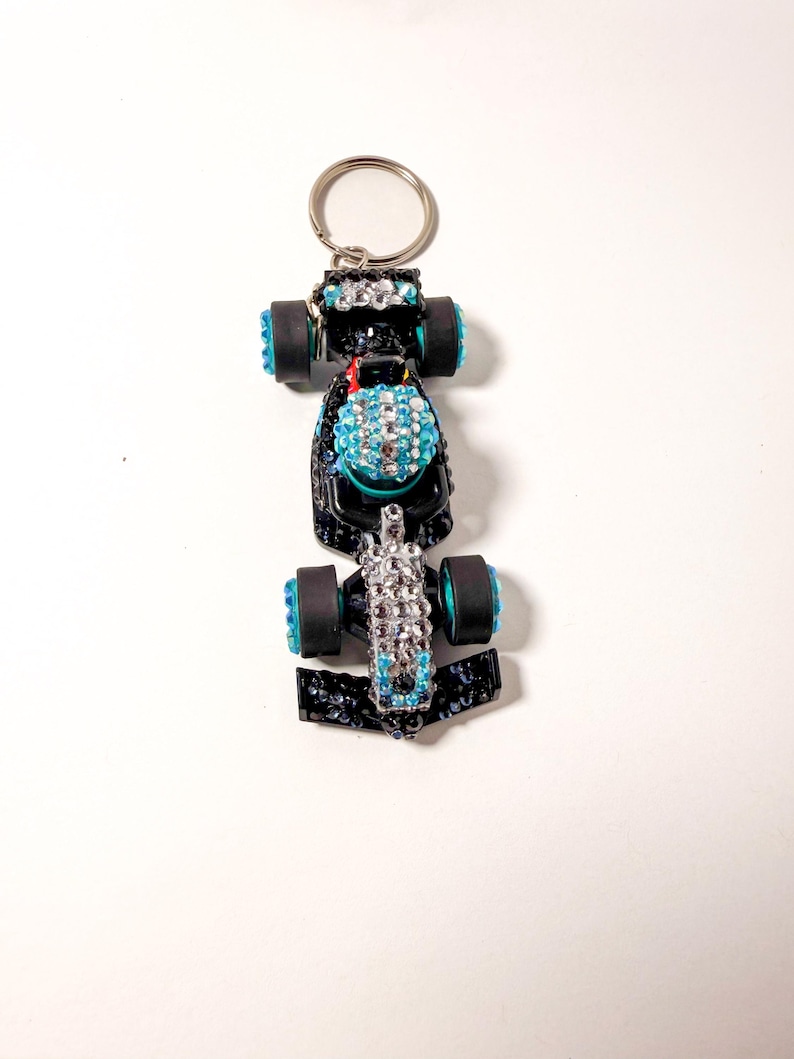 Mercedes F1 Bedazzled LEGO Keychain – Blue & Silver Bedazzled Racing ...