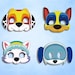 12 Pcs Cute Puppy Cartoon Masks Set, Animal Face Masks for Kids, Dog ...