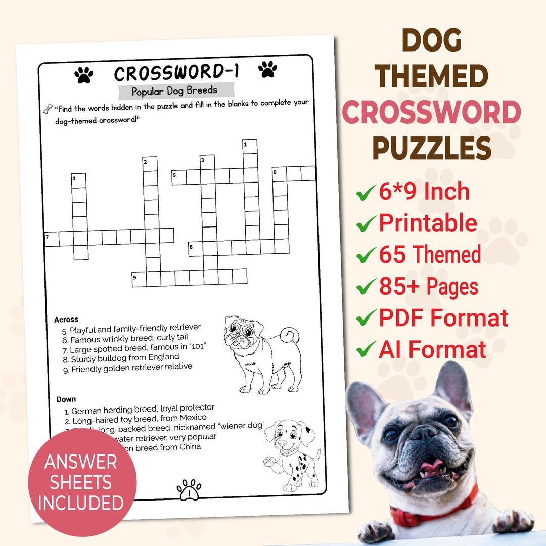 Dog Crossword Puzzle Book | Popular Breeds, Brain Games (digital ...
