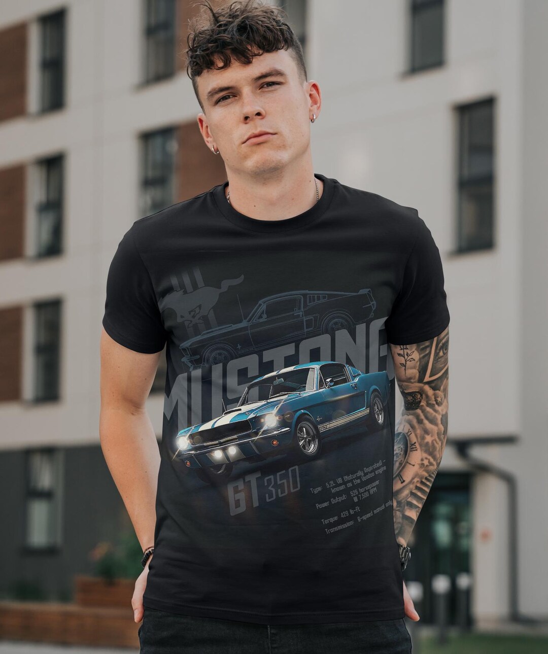 Vintage Mustang GT350 Graphic T-shirt Design – Retro Muscle Car Tee for ...