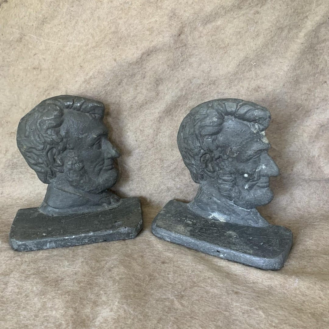 Abraham Lincoln Heavy Bookends Door Stops Lead Metal Antique - Etsy