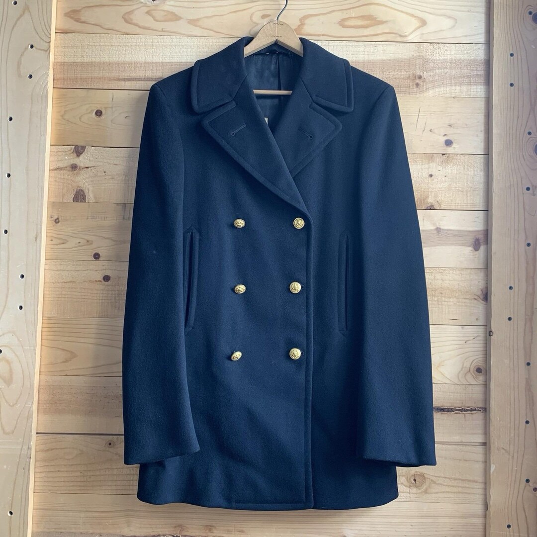 50's Military Naval Coat Jacob Reed's Sons Black Brass Vintage Heavy ...