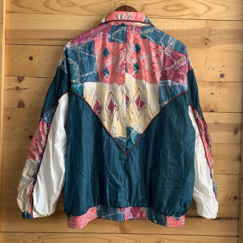 80's 90's Wilson Windbreaker Womens XL Tennis Abstract Retro Color ...