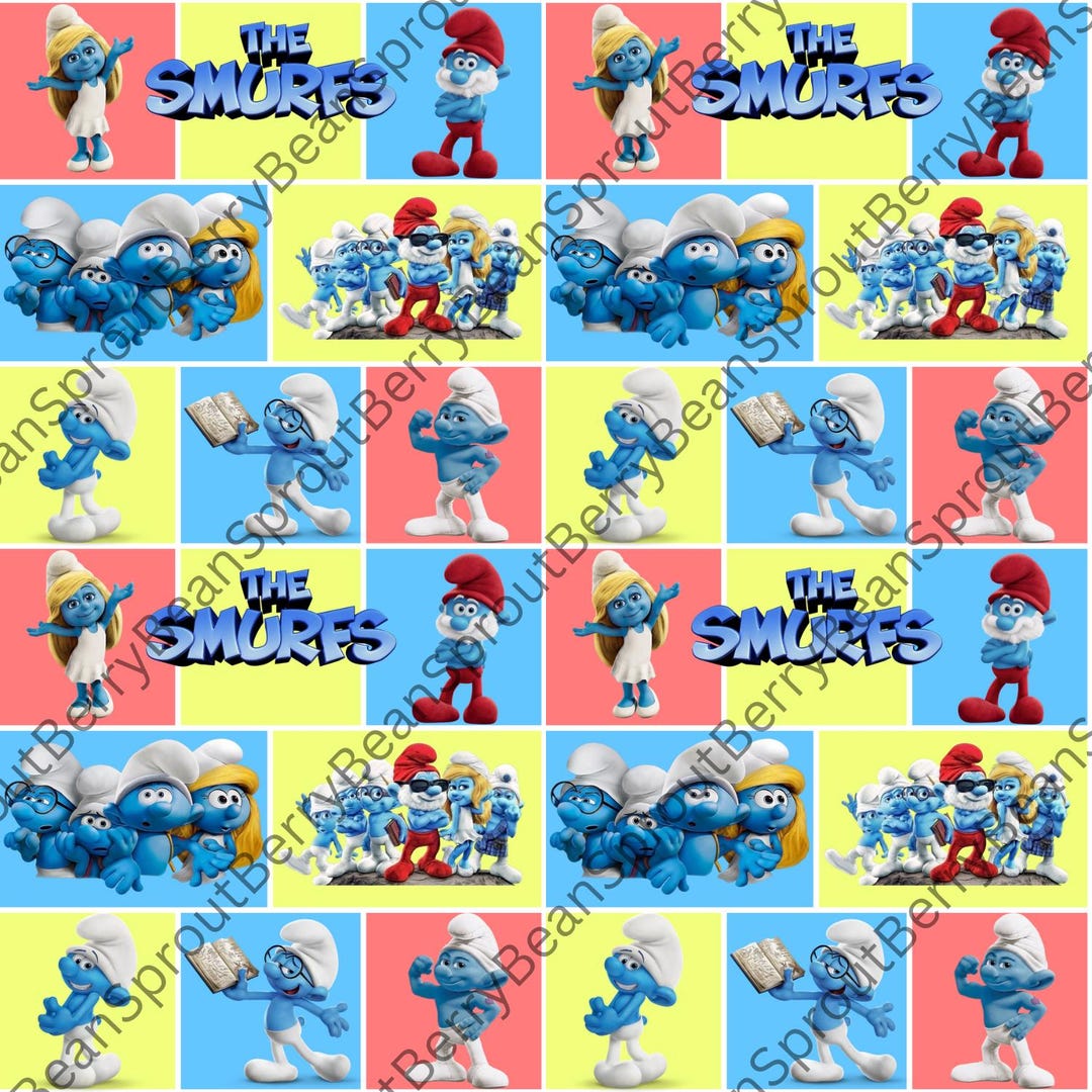 Smurfs Seamless File, Cartoon, Blue, Checks, Grid - Etsy