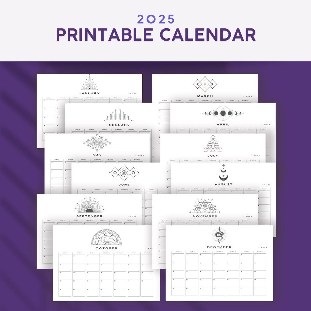 Sacred Geometry 2025 Calendar Printable, 12-month Wall Calendar PDF ...