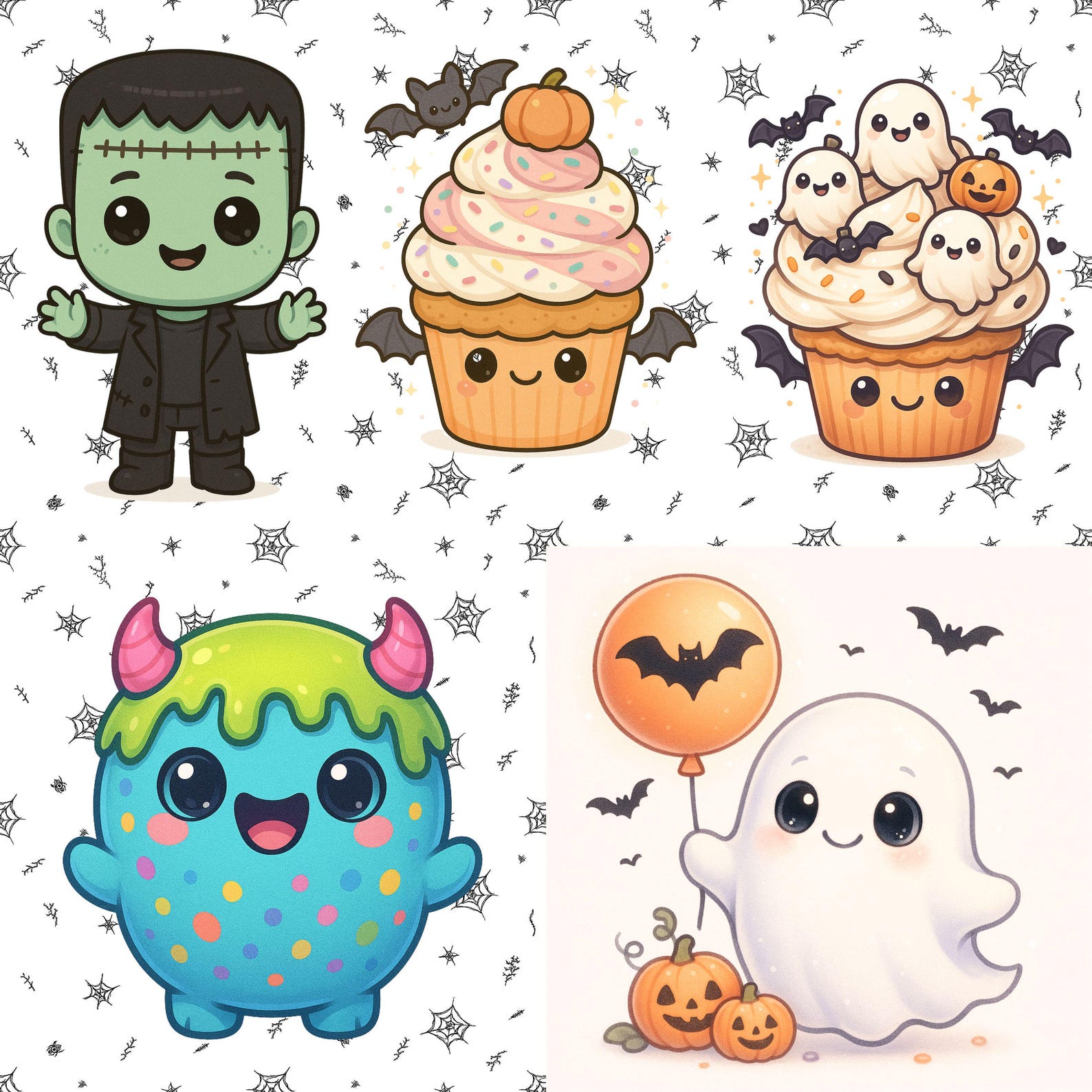 Kawaii Halloween Clip Art Bundle 41 Whimsical High-res PNG - Etsy