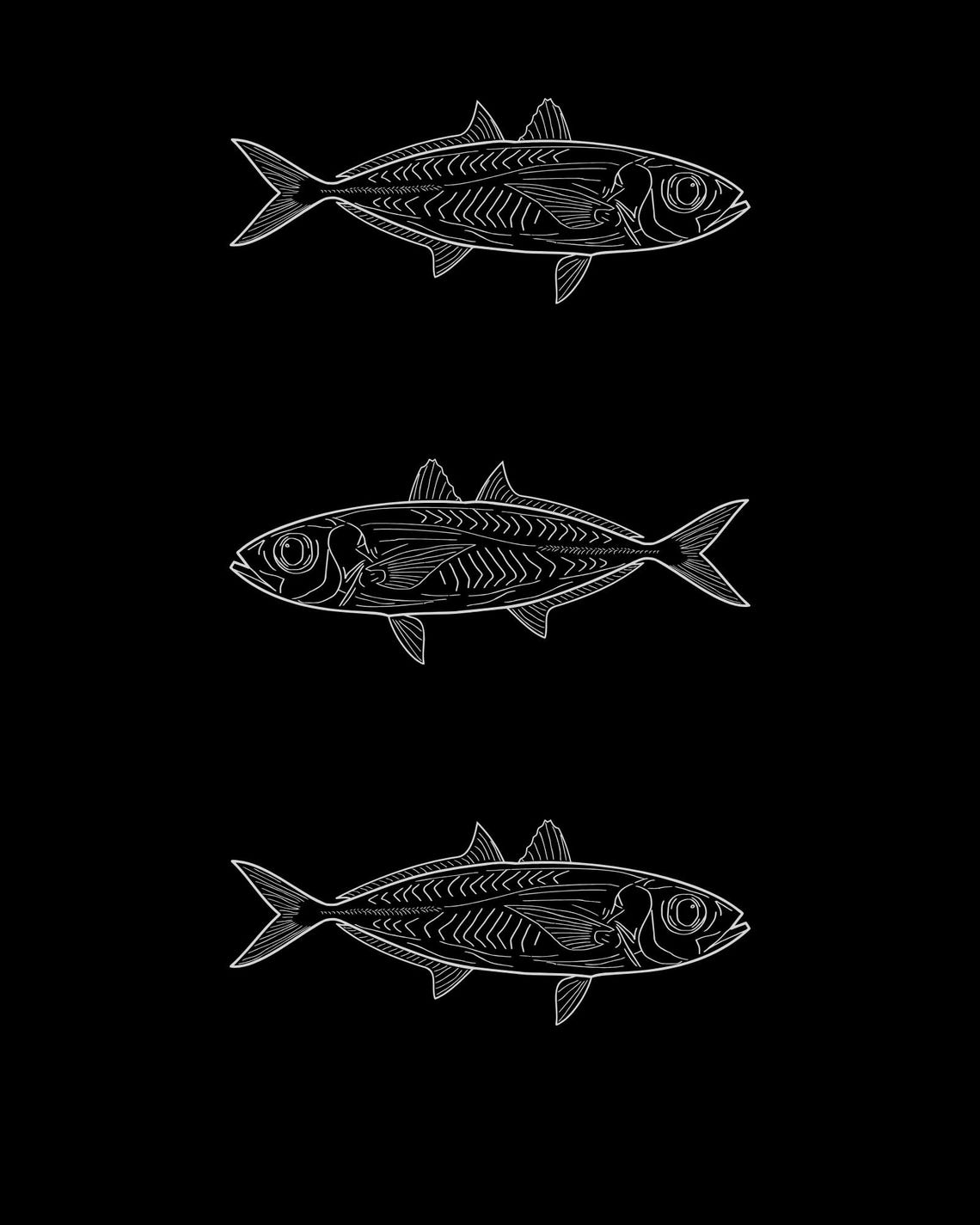 Black and White Fishbone Print • Minimalist Nautical Wall Art • Digital ...