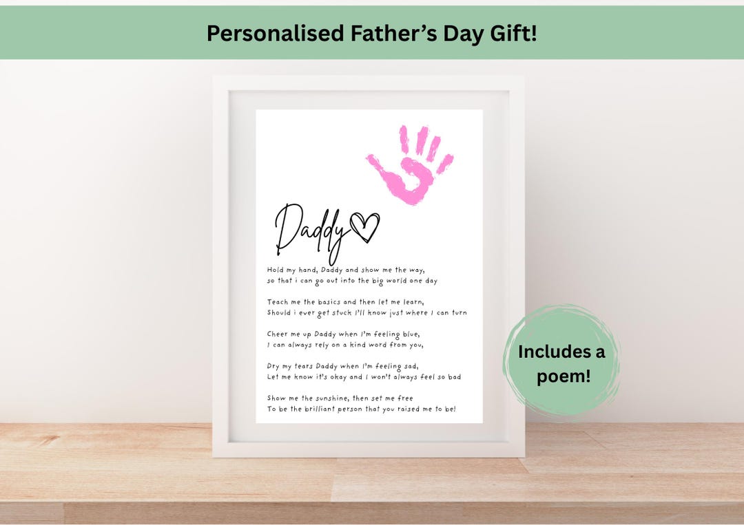 Father's Day Handprint Craft Poem, Fathers Day Gift for Dad, Digital ...